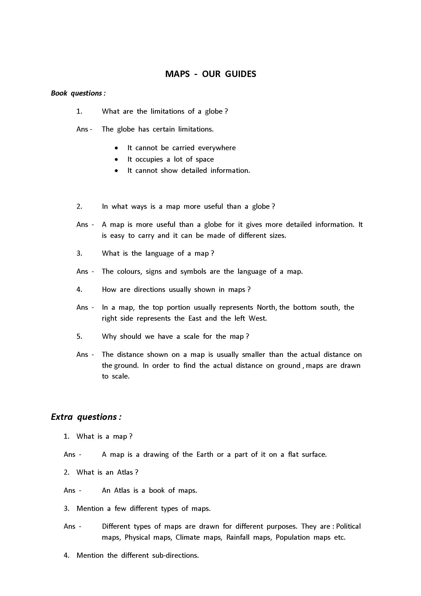 Inside Question for Std.5 Social Studies (Maps-Our Guide) – Stewart ...