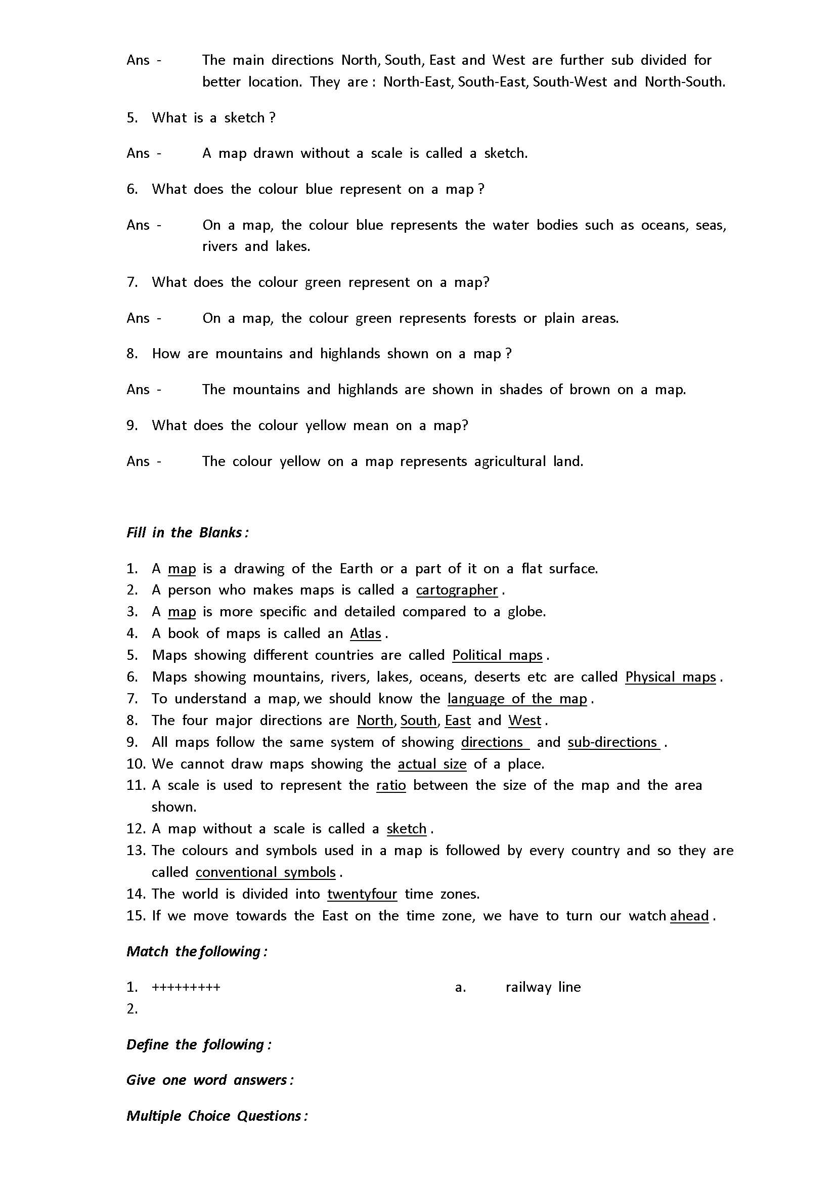 Inside Question for Std.5 Social Studies (Maps-Our Guide) – Stewart ...